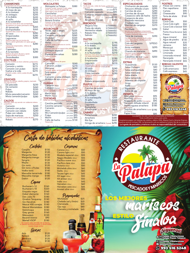 Menu La Palapa | PDF | Mariscos | Alimentos