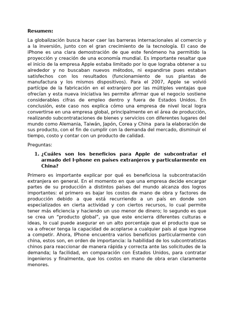 Caso Apple | PDF | Outsourcing | Apple Inc.