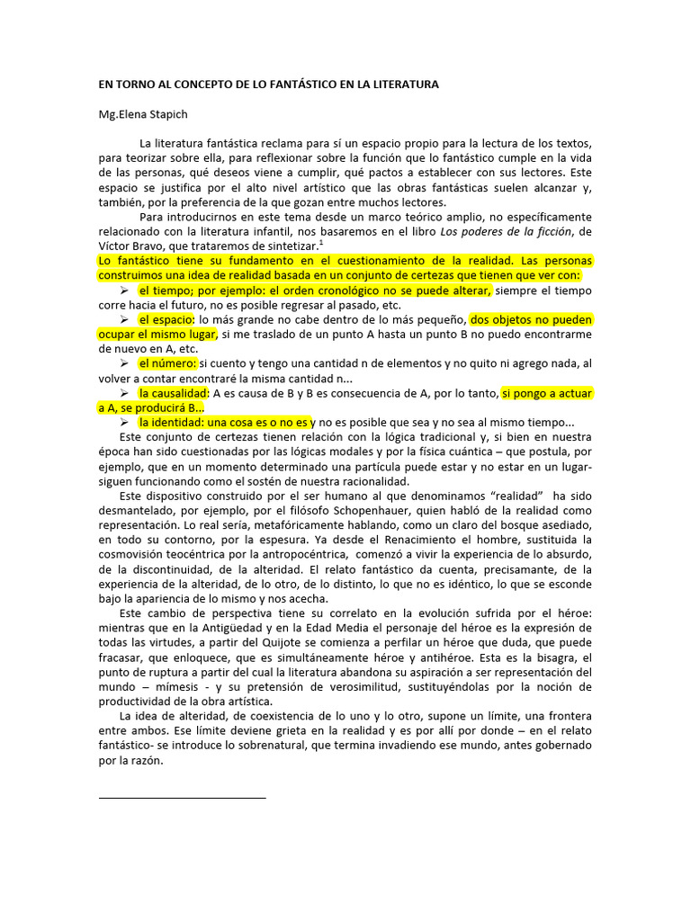 Stapich en Torno Al Concepto de Lo Fantástico | PDF | Fantasía ...