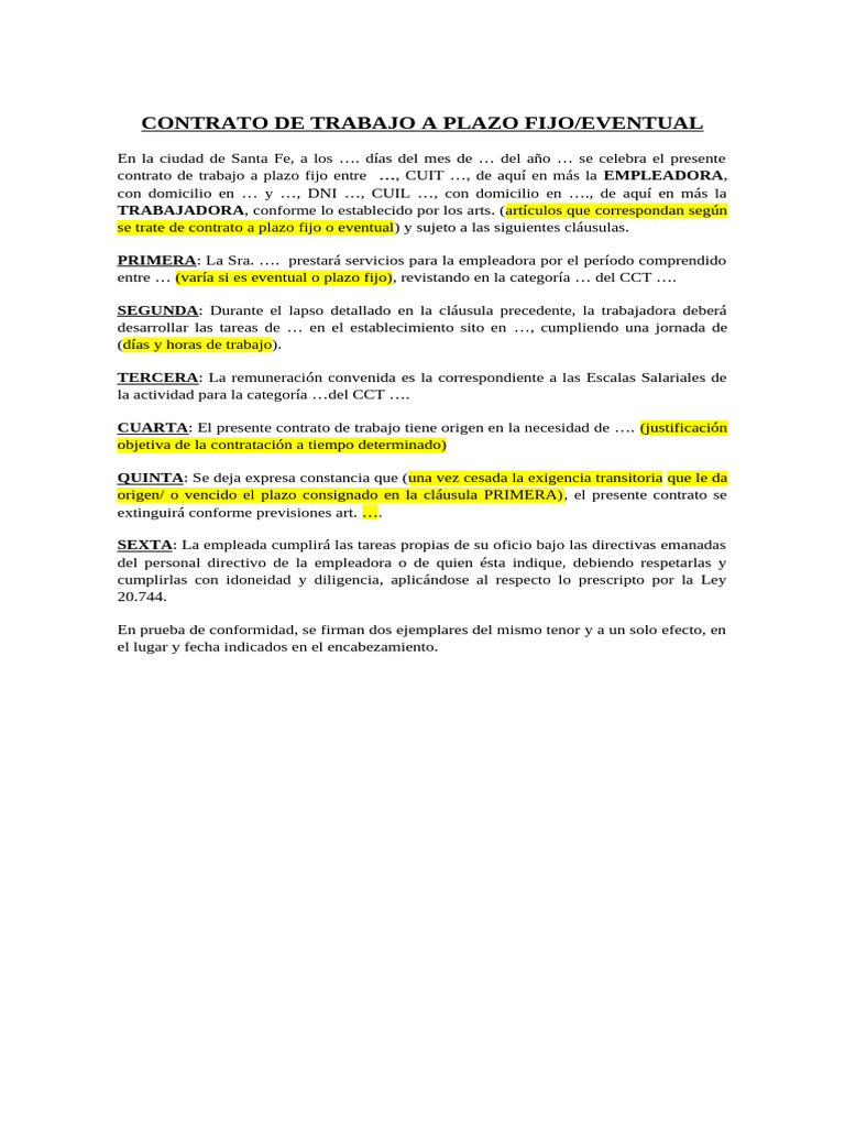 Modelo de Contrato | PDF