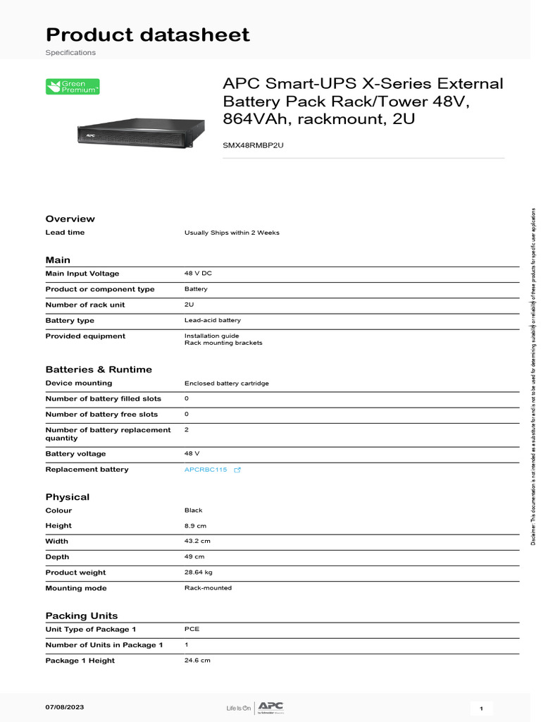 APC Smart-UPS X-Series Battery Pack | PDF | Electronics | Manufactured ...