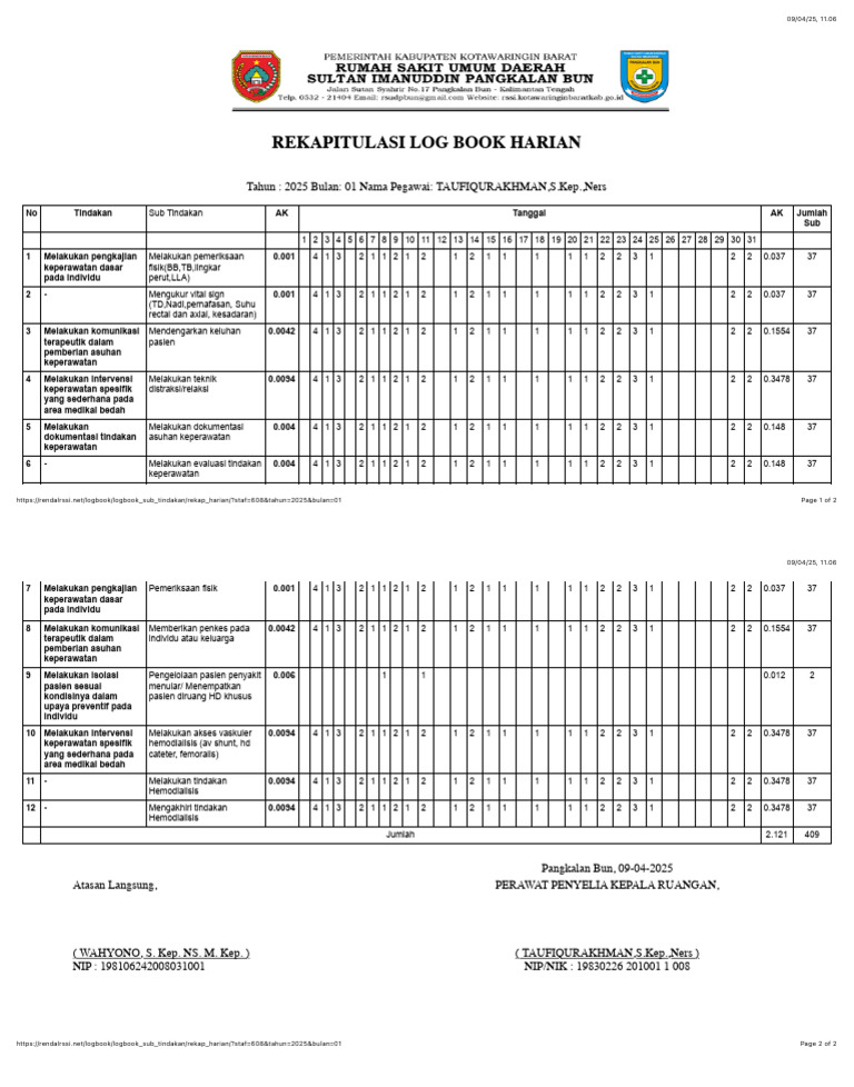 Rekap Logbook Keperawatan 2025 | PDF