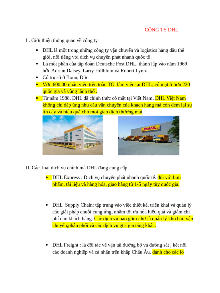 Công Ty DHL 22 | PDF