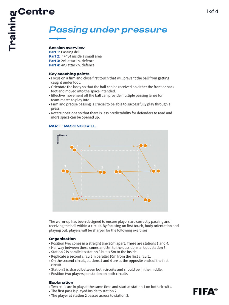 FIFA Session Plan Passing Under Pressure-NEW | PDF | Defender ...