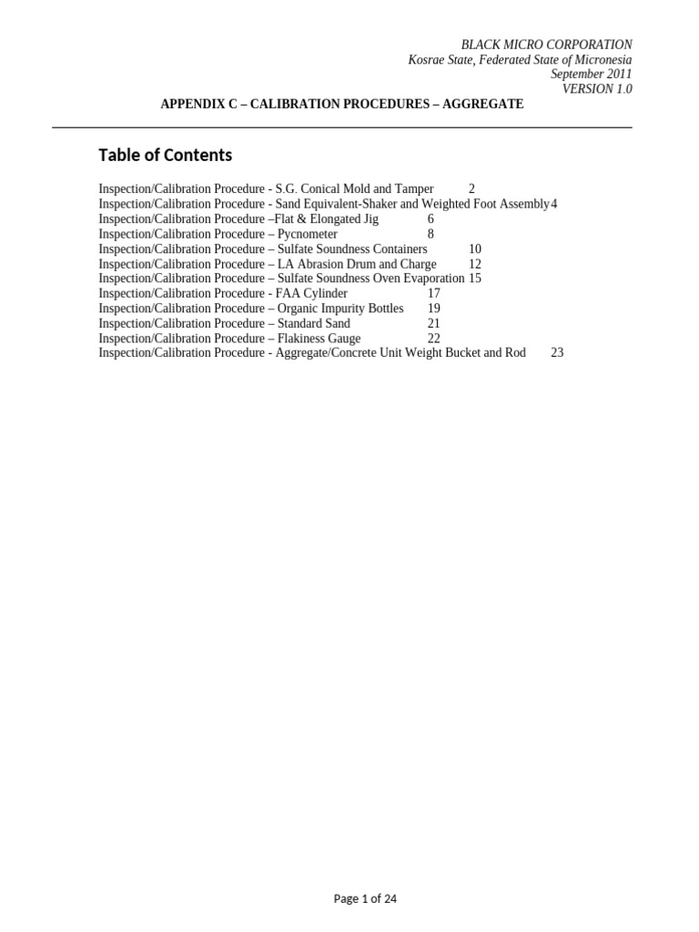 Appendix C3 - Aggregate Calibration Procedures (Rev) | PDF | Calibration