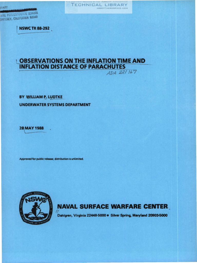 NSWC-TR-88-292 Observations on the Inflation Time and Inflation ...