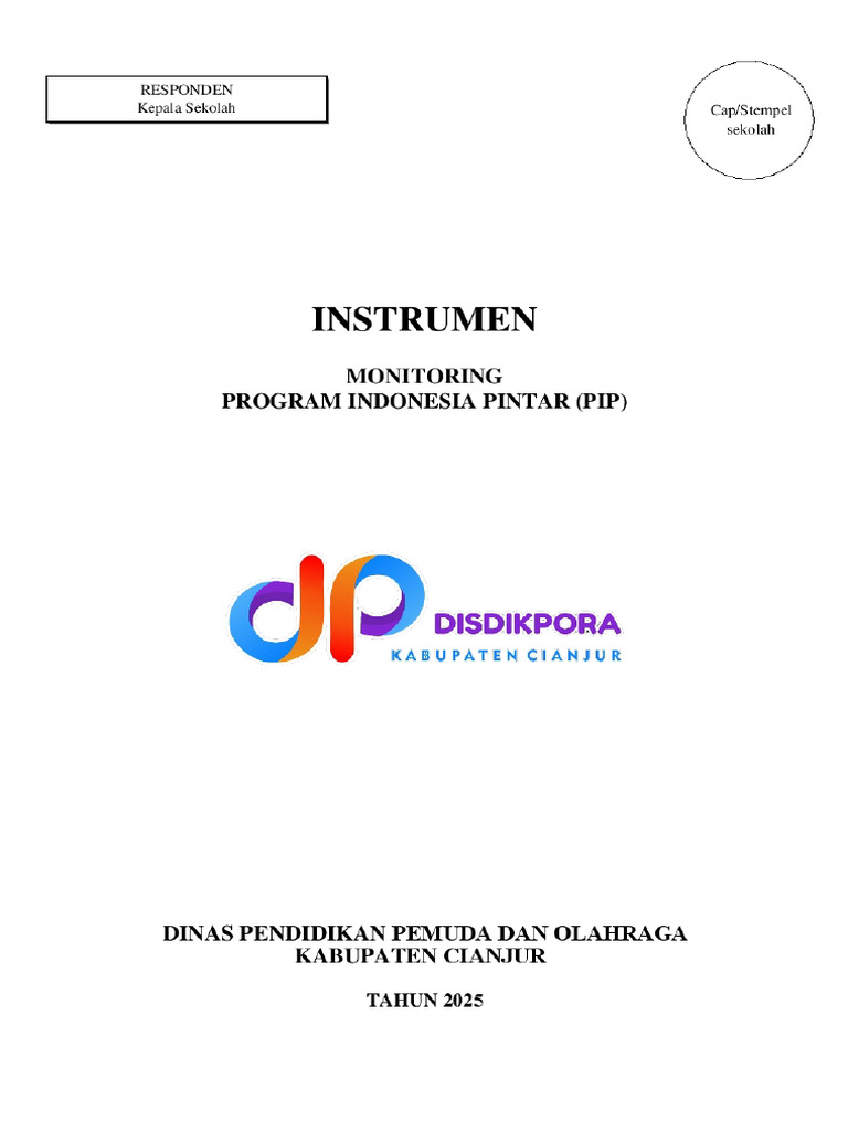 Instrumen Monev PIP Sekolah 2025 Compressed | PDF