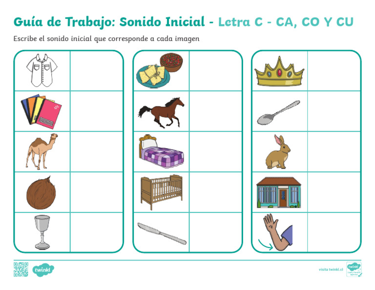 CL L 1682209237 Guia de Trabajo Sonido Inicial Letra C Fuerte Ver 1 | PDF