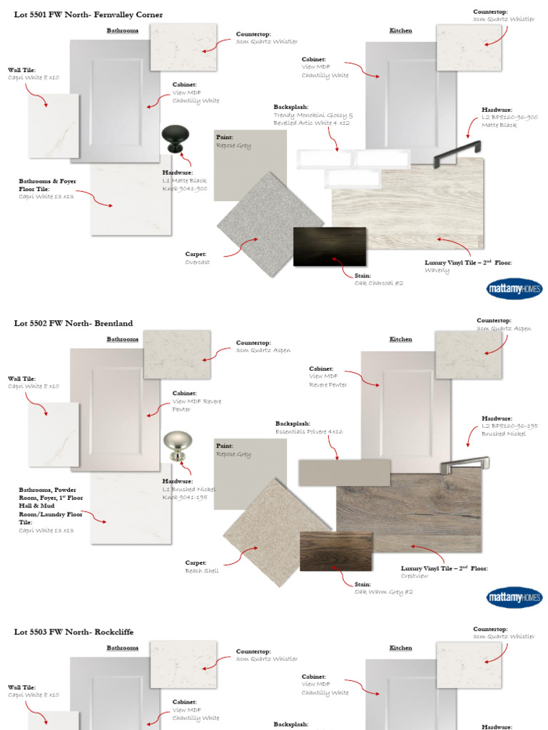 FW North - Colour Selections | PDF | Countertop | Interior Design