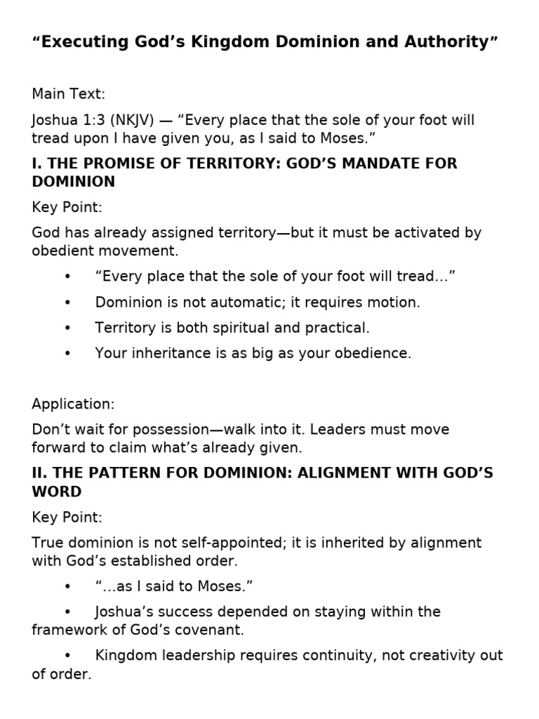 Kingdom Dominion: Steps to Authority | PDF | Joshua | Books Of The ...