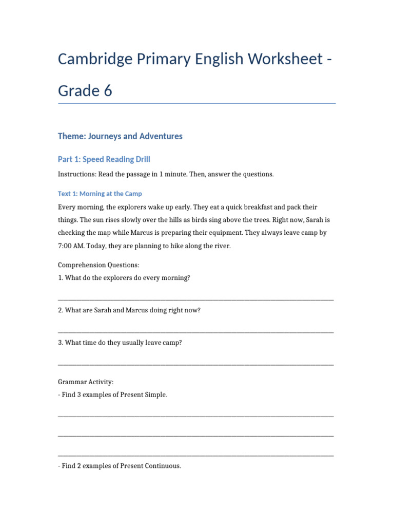 Grade6 - Cambridge - Worksheet - For Student | PDF | Clause | Linguistics