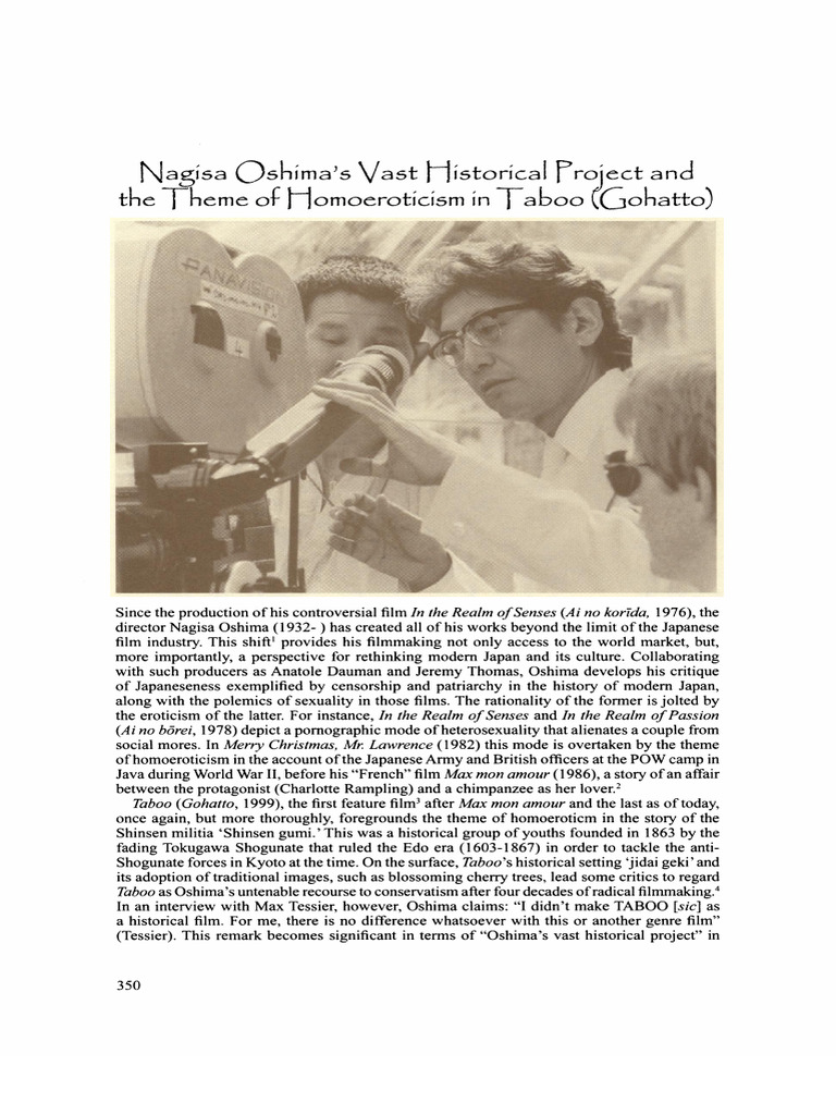 Nagisa Oshima's Vast Historical Project and The Theme of Homoeroticism in - Taboo (Gohatto ...