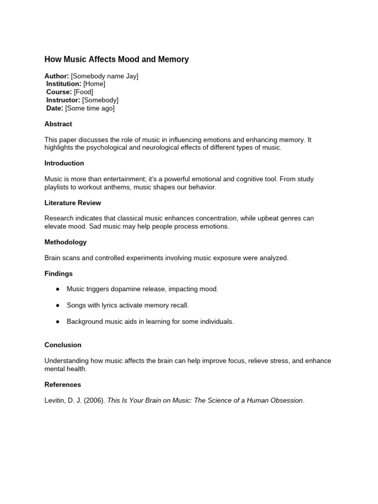 How Music Affects Mood and Memory | PDF