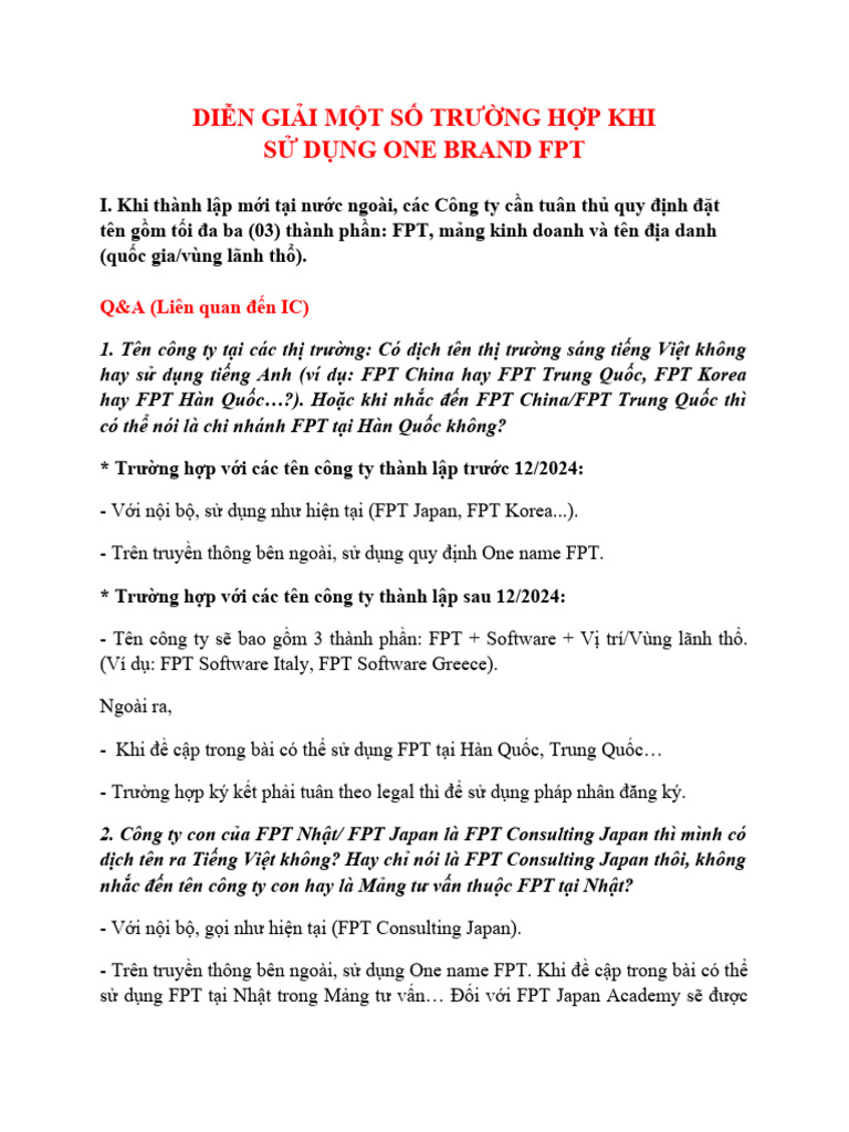 One Brand FPT Guideline 07.03 | PDF