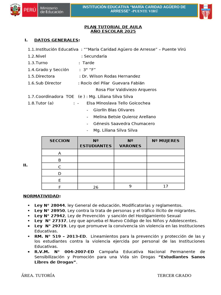 PLAN AULA TERCERO | PDF | Evaluación | Comportamiento