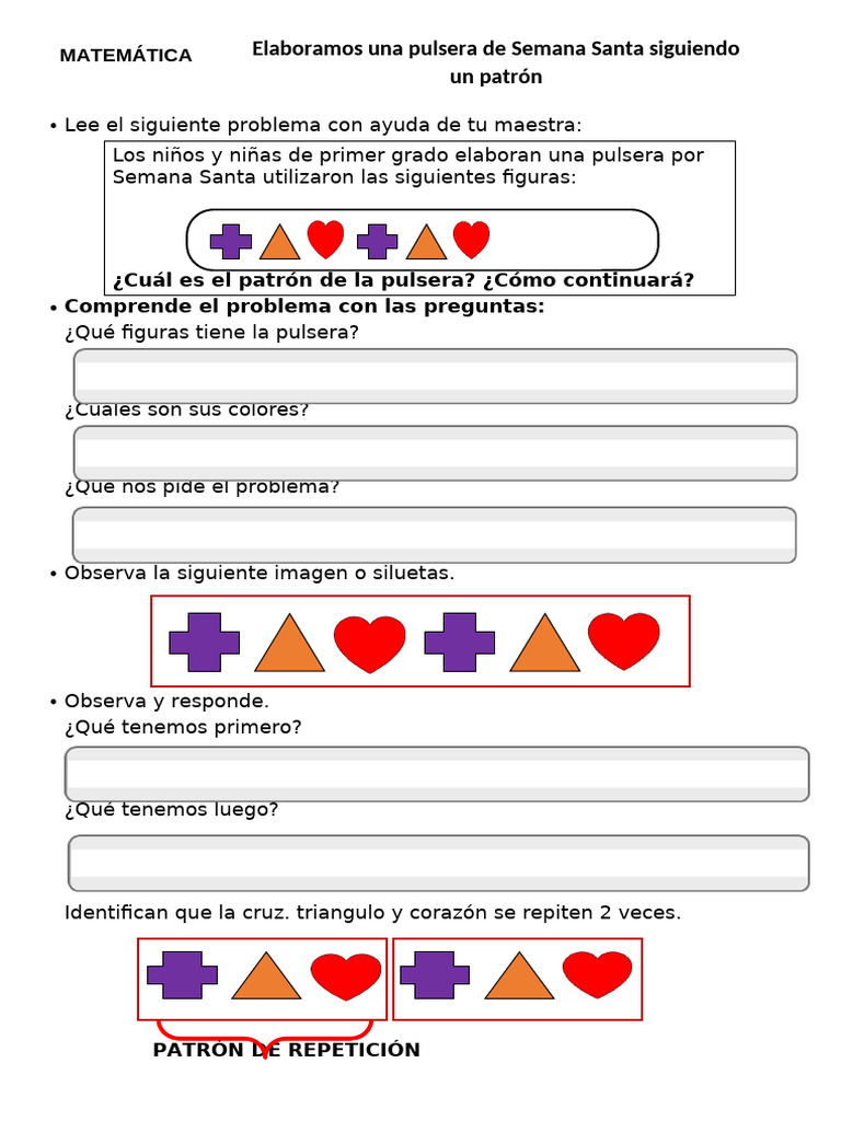 D2 A1 FICHA MAT. Elaboramos Una Pulsera de Semana Santa Siguiendo Un ...