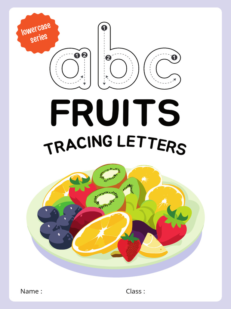 Basic Fruits Alphabet Lowercase Tracing Activities Workbook Colorful ...
