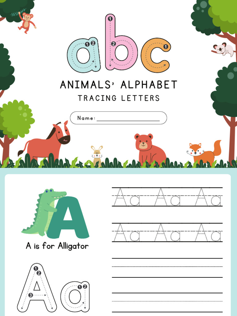 Animals Alphabet Tracing Guide | PDF