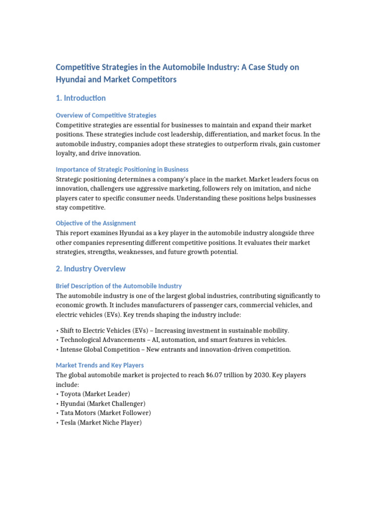Hyundai Competitors Analysis 2023 | PDF | Strategic Management ...