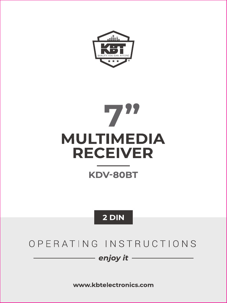 KBT KDV 80bt Multimedia Receiver Manual | PDF