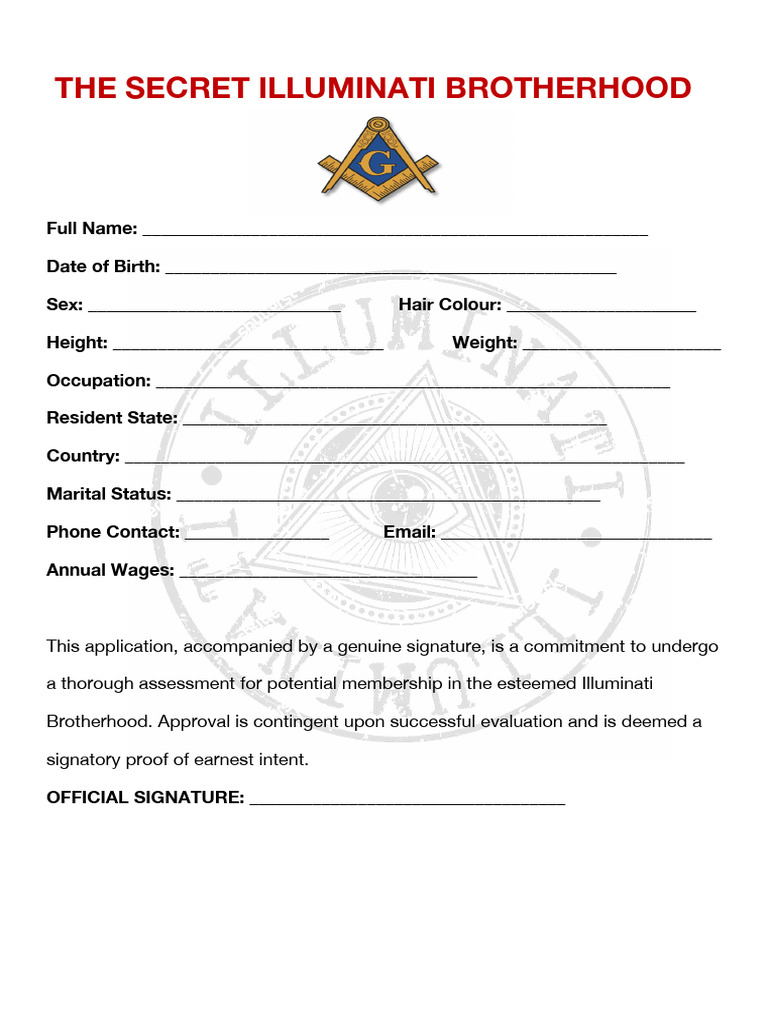 Illuminati Brotherhood Membership Form | PDF