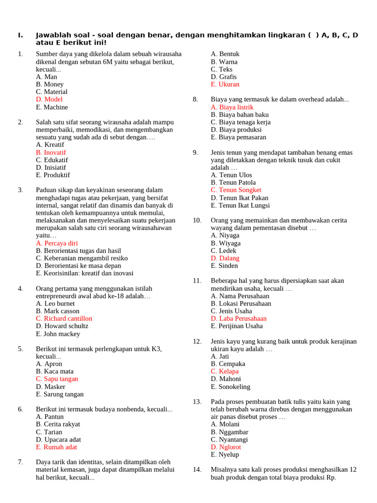 SOAL PENGGANTI PKWU | PDF