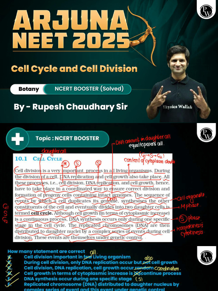 NCERT Booster 01 - Cell Cycle and Cell Division (Solved) - Arjuna NEET ...