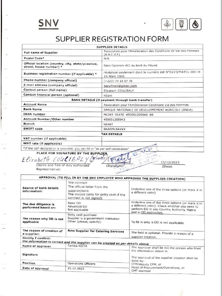 Supplier Registration For Pdf