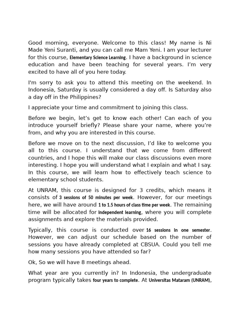 Script for 1st Meeting CBSUA | PDF | Science | Literacy