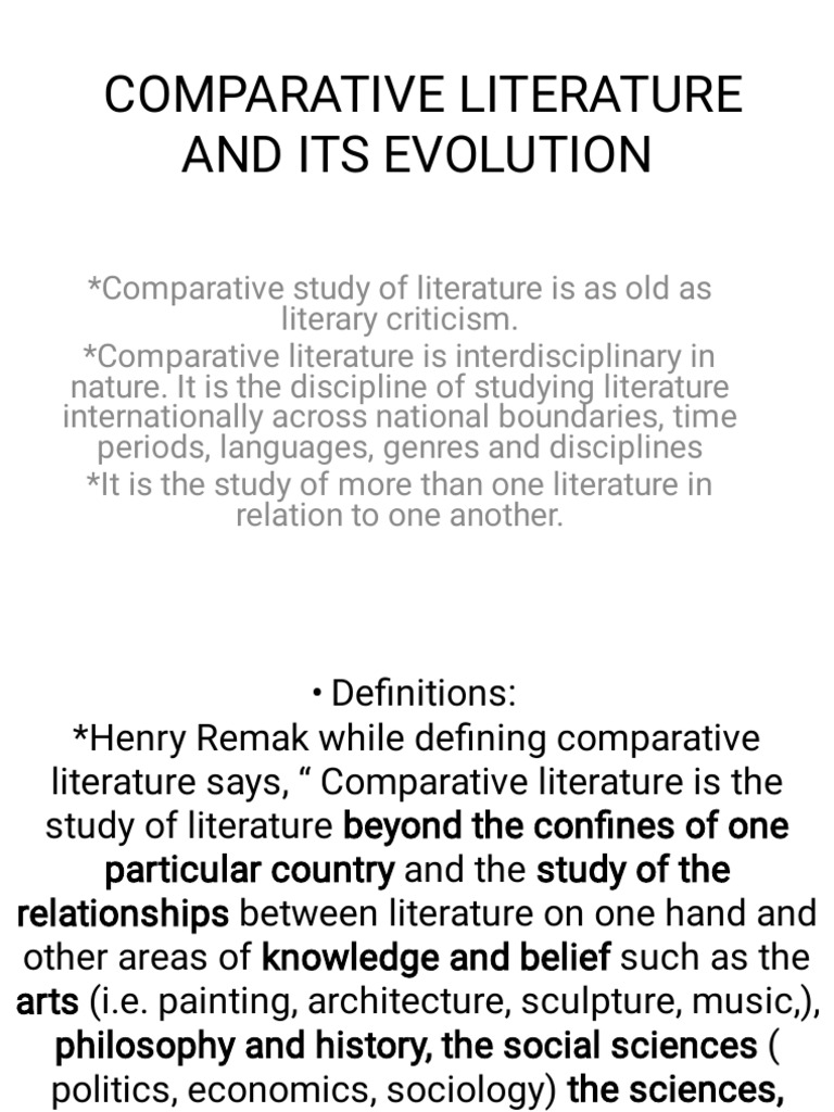 Evolution of Comparative Literature | PDF