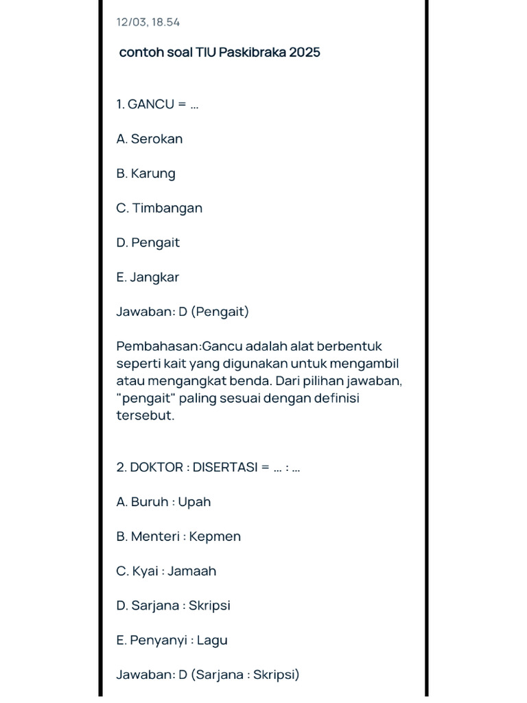 PDF Contoh Soal TIU.. | PDF