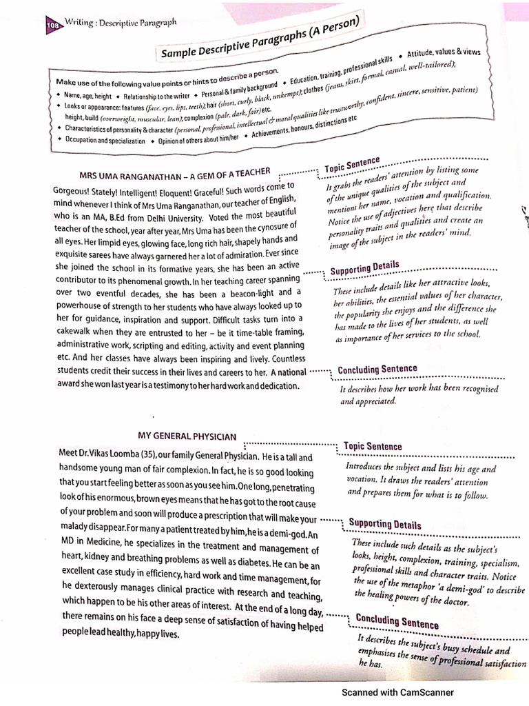 Description of A Person EXAMPLE AND EXPLAINATION | PDF