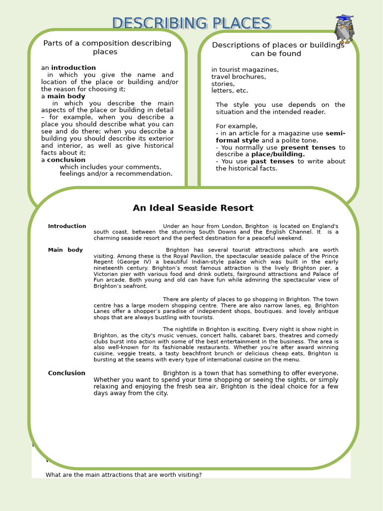 Describing Places Worksheet | PDF