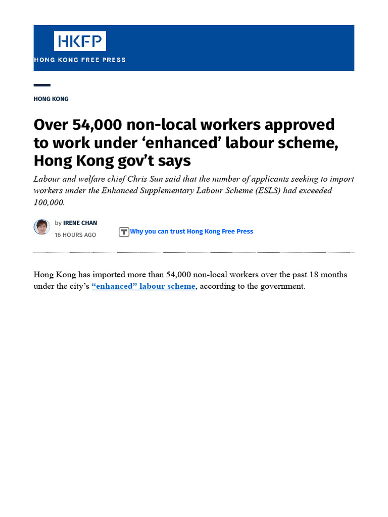Over 54,000 Non-Local Workers Approved To Work Under 'Enhanced' Labour ...