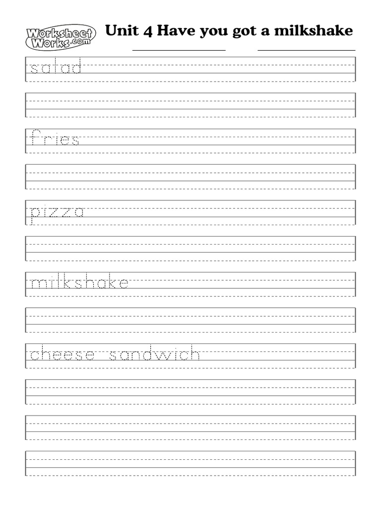 WorksheetWorks Unit 4 Have You Got A Milkshake 1 | PDF