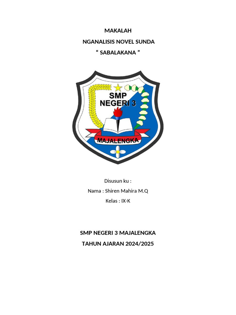 Makalah Analisis Novel Sunda | PDF