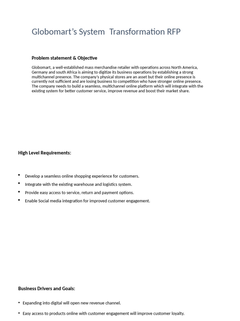 Globomart's System Transformation RFP | PDF | Software Development Process | Business