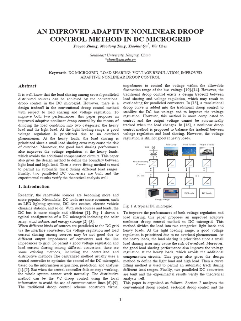 Improved Nonlinear Droop Control Method | PDF | Direct Current ...