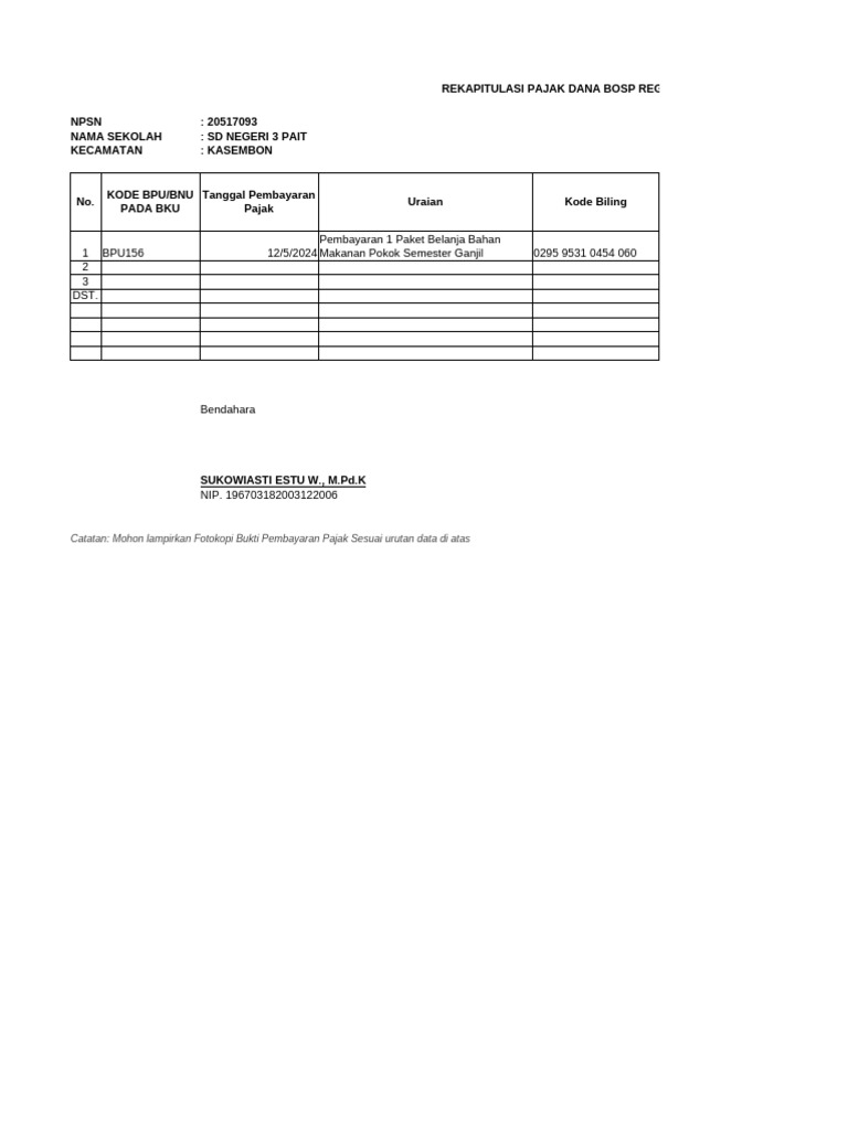 format Rekap Pajak | PDF