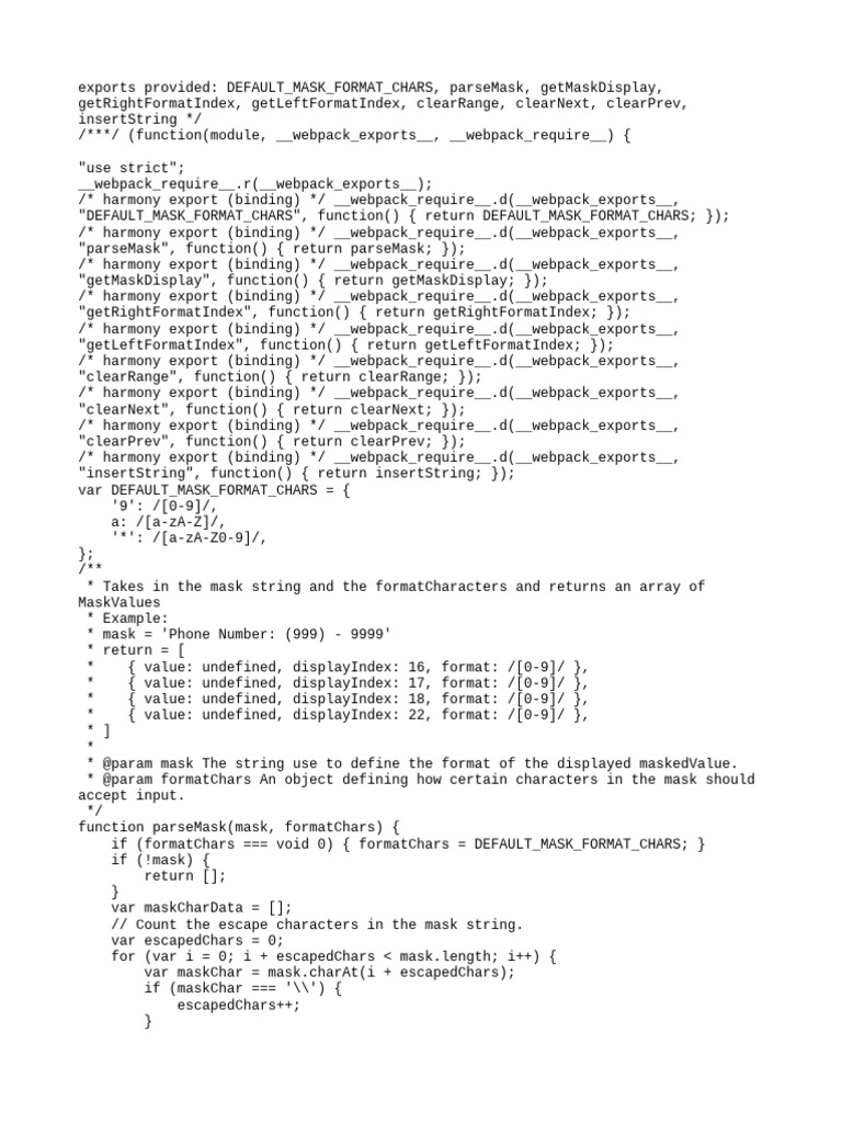 Mask Parsing and Formatting Functions | PDF | String (Computer Science) | Computer Programming