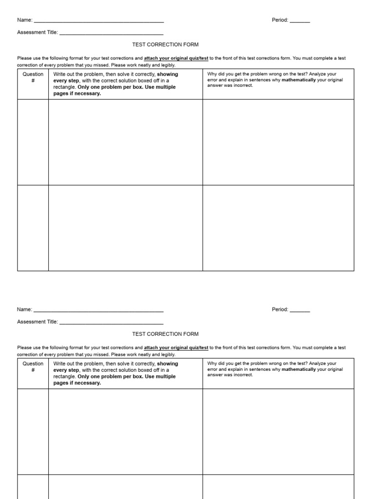 Test Corrections (2024-2025) | PDF