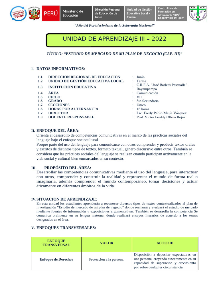 Unidad Iii Comunicación 5to | PDF | Aprendizaje | Comunicación