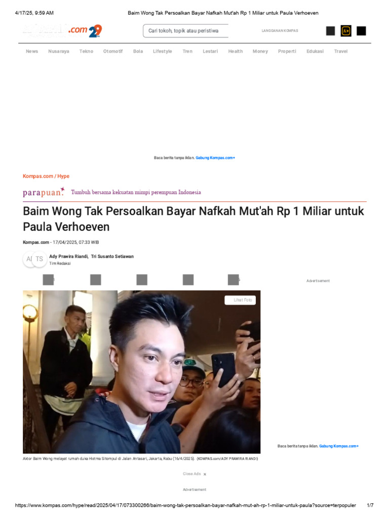 Baim Wong Tak Persoalkan Bayar Nafkah Mut'ah Rp 1 Miliar untuk Paula Verhoeven | PDF