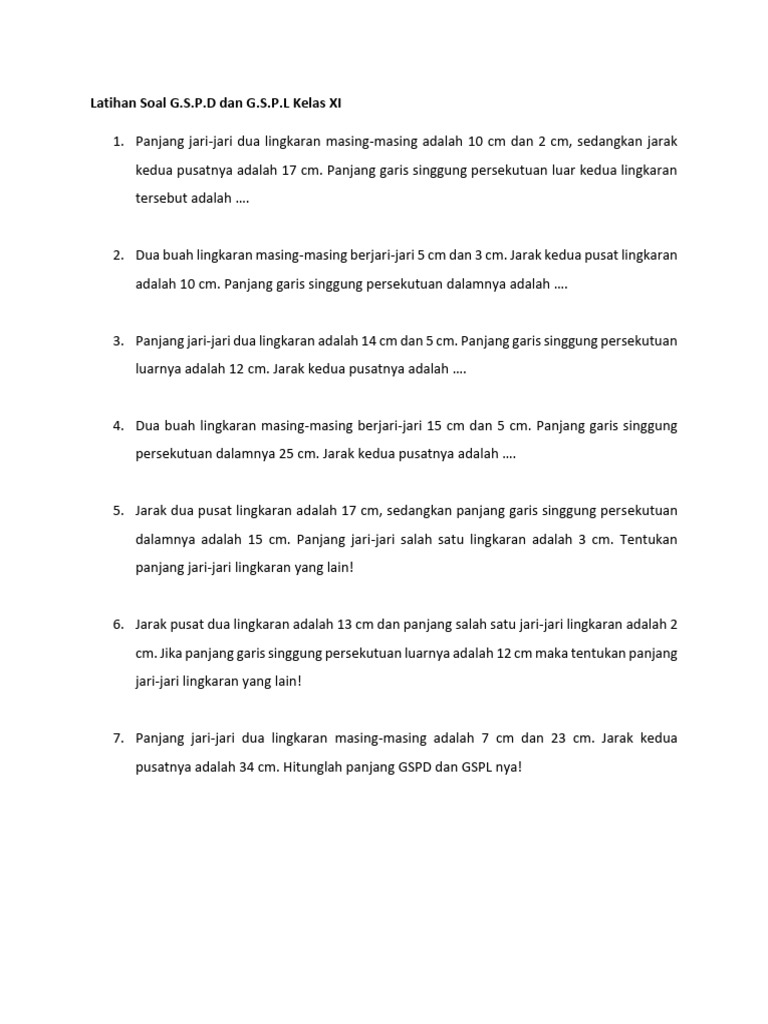 Latihan Soal GSPD GSPL Kelas XI | PDF