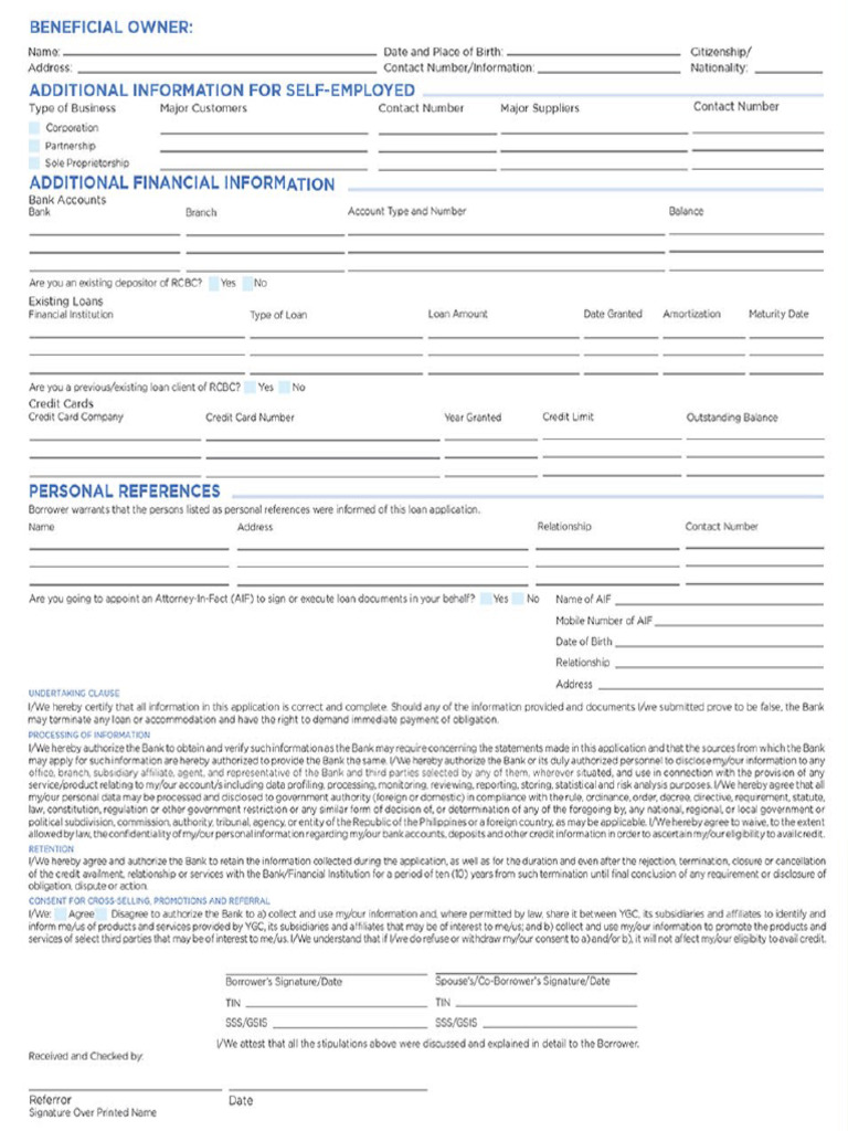 RCBC Home Loan Form | PDF