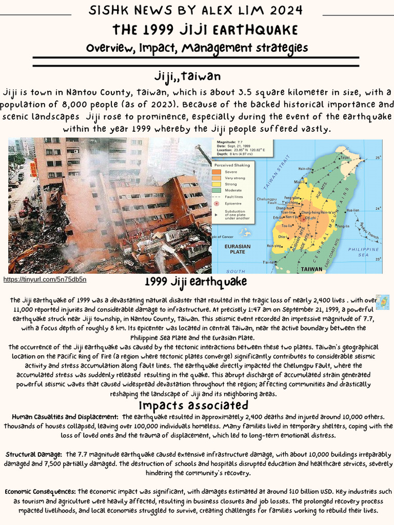 Sishk News! The 1999 Jiji Earthquake by Alex Lim 2024 | PDF | Earthquakes | Seismology