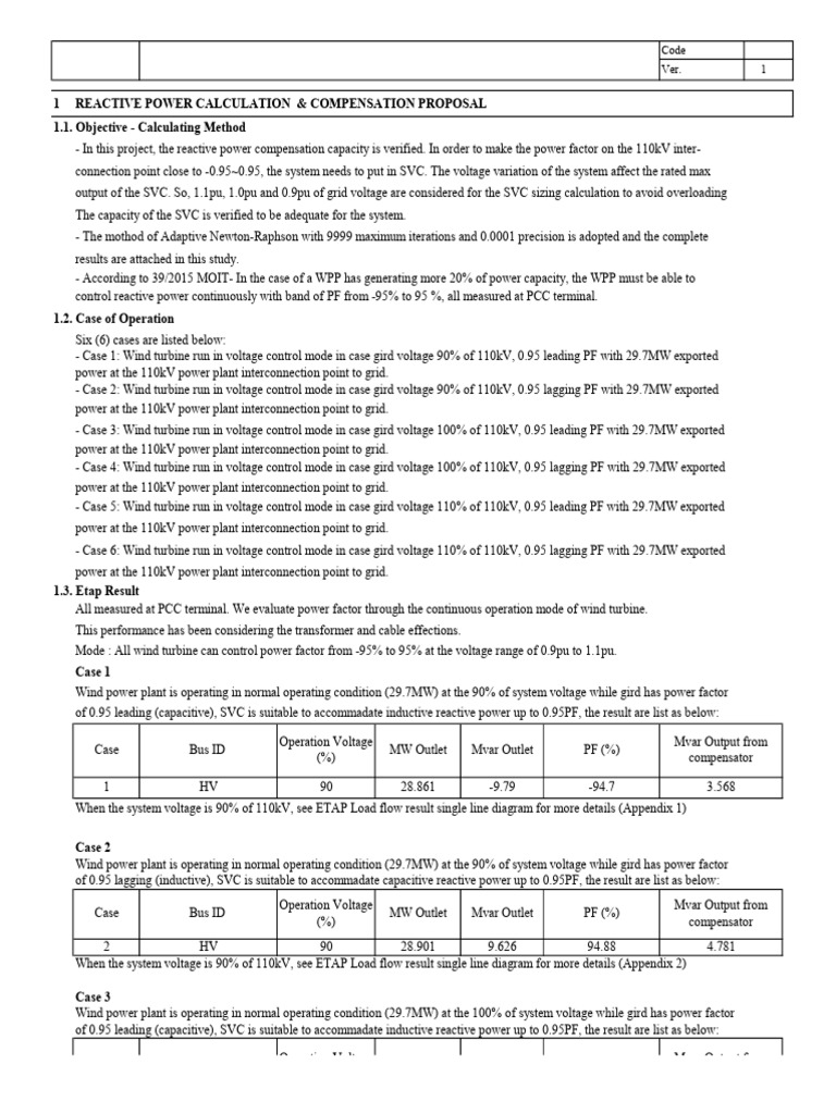 THPH PCC Ts e 1214 C Calculation of SVC | PDF | Ac Power | Electrical Grid