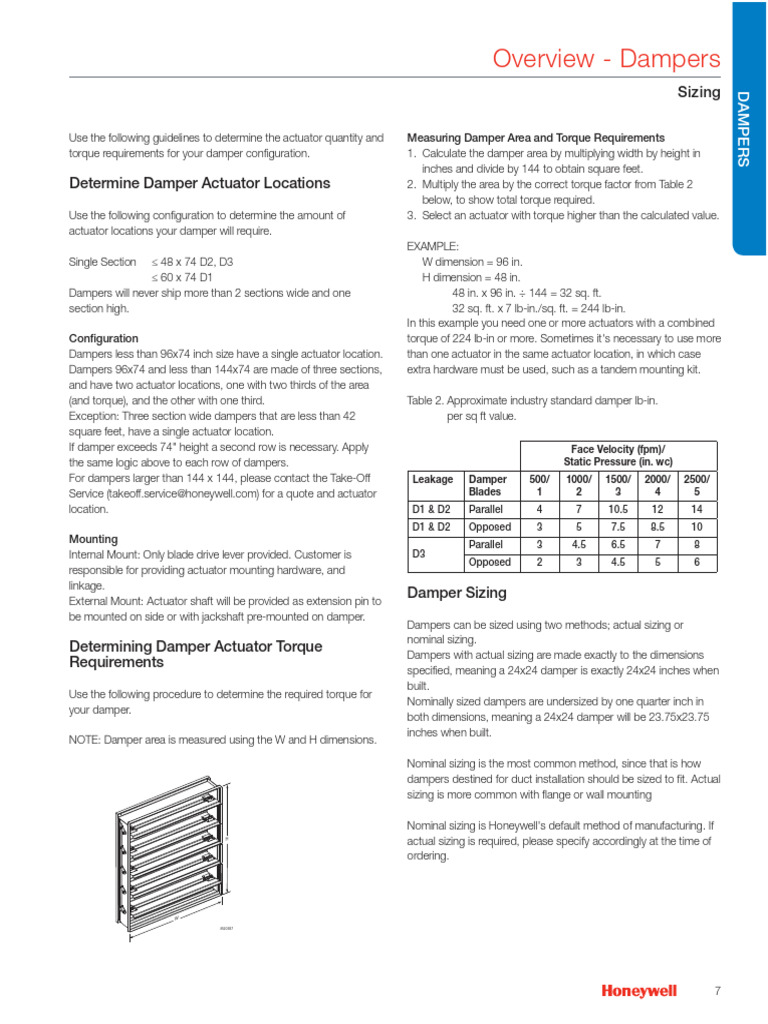 Damper Actuator Sizing Guidelines | PDF | Torque | Manufactured Goods