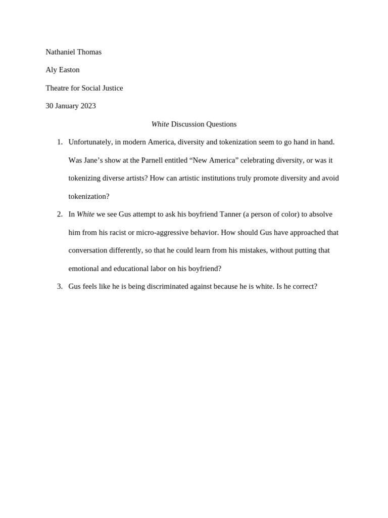 White Discussion Questions | PDF