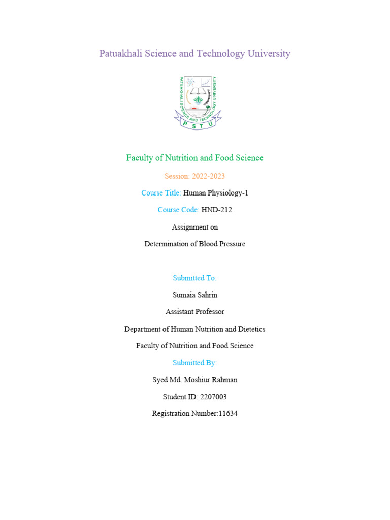 HND-211 Assignments. (SM) | PDF | Blood Pressure | Cardiovascular Physiology